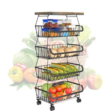 Generico K&uuml;chenaufbewahrungsauto - Obstst&auml;nder, Metallwagen | Gem&uuml;sebesitzer, Gem&uuml;seaufbewahrungsregal, Aufbewahrungswagen auf R&auml;dern, Organizer