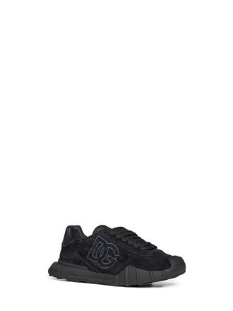 Dolce & Gabbana Womens Low-Top Sneakers Black Lace & Calf Suede Trainers