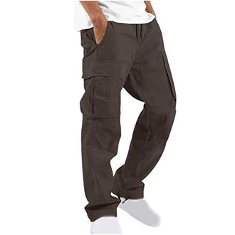 Generic 2023 Pantalon Cargo Homme Grande Taille Long Pantalon Muti Poches D&eacute;contract&eacute; Coton Chaud Automne et Hiver Couleur Unie Pantalon Chino Baggy Travail S