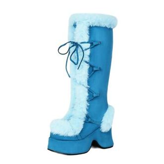 Generic JJDFW Bottes dhiver chaudes et moelleuses pour femme Bottes de neige en fausse fourrure &agrave; lacets Plateforme &eacute;paisse Femme Cosplay Chaussures de No&euml;l, 