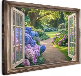 MuchoWow © Wandbilder Groß 120x80 cm XXL Schlafzimmer Home Deko Wohnung Bild Wohnzimmer Fotoleinwand Wand Bilder Leinwand Wall Decor Fensterblick - Garten - Fe