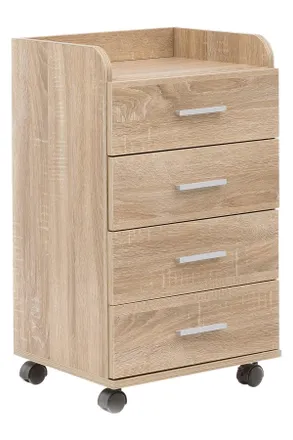 MID.YOU Mid.you Rollcontainer, Eiche, Metall, 4 Schubladen, 40x70.5x33 cm, Arbeitszimmer, Container, Rollcontainer