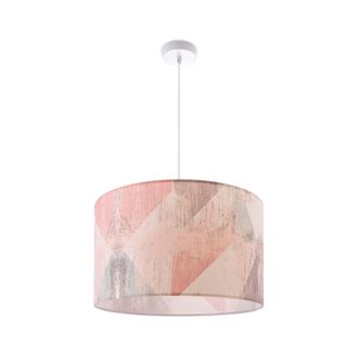 Paco Home Deckenlampe Lampenschirm Stoff Pendelleuchte E27 H&auml;ngeleuchte Schlafzimmer Rund Vintage Retro Zylinder Textil, Farbe:Design 5 (&Oslash;45,5 cm), Leuchtenart/