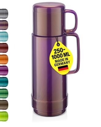 Rotpunkt Isolierflasche 500ml mit integriertem Becher - Hochwertige Isolierkanne Made in Germany I Bis zu 24 h hei&szlig; & 36 h kalt (Andreas 80, Shiny Amethyst)