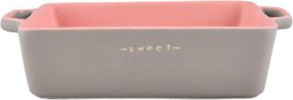 Generic Quadratische Lasagneform mit Griff aus Keramikporzellan, große Backform, ofenfeste Auflaufform, rosa und grau, 20 x 15 x 6 cm, 800 ml