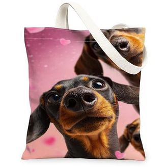 Generic Sacs fourre-tout en toile pour chiens mignons, adorable imprim&eacute; animal, sacs d&eacute;picerie r&eacute;utilisables, amusants l&eacute;gers et lavables en toile pour, p&ecirc;che