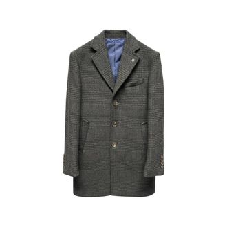Manuel Ritz Homme, Manteaux, Vert, Taille: M Checked Coat