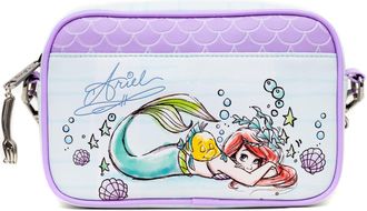 Buckle Down Disney Tasche, Crossbody, Die kleine Meerjungfrau Arielle und Flunder Posen, veganes Leder, Violett, 8.0 x 5.5