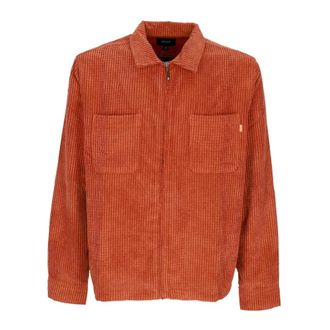 HUF Samt Langarm Rei&szlig;verschluss Hemd Rost - - Jackets - Herren - Orange - S