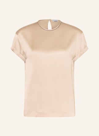 Brunello Cucinelli Brunello Cucinelli Blusenshirt Aus Seide Mit Schmucksteinen braun