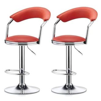 Generic Set mit 2 H&ouml;henverstellbaren Barhockern mit 360&deg;-Drehfunktion, Gepolstertem Kunstlederbezug und R&uuml;ckenlehne f&uuml;r Esszimmer und Bar, 60-80 cm