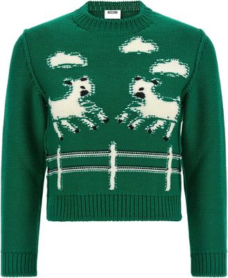 Moschino Pull en laine M&eacute;rinos extra-fine &agrave; Intarsia - Femme - Pulls - Vert - Taille: 40 FR