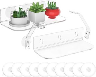 Generic Fensterbank Pflanzenablage,2 St&uuml;ck Acryl Schwebest&auml;nder | Acryl Fensterregal Pflanzenst&auml;nder | F&uuml;r Pflanzk&uuml;bel Blumentopf Innen Au&szlig;en Wohnzimmer Badez