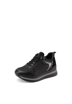 Queen Helena Sneakers Platform Turnschuhe mit seitlichem Rei&szlig;verschluss f&uuml;r Damen X33-23, Schwarz, 40 EU