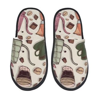 Generic Pantoufles Caf&eacute; Vintage Unisexe Pantoufles De Maison Lavables Chaussons DInt&eacute;rieur Pour Chambre Femmes Camping M