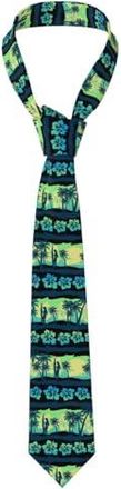 Generic Cravates Homme Frangipanier Tropical Vert Hawa&iuml; R&eacute;glable Men Tie Classique Cravate Pour F&ecirc;te Travail C&eacute;l&eacute;brations