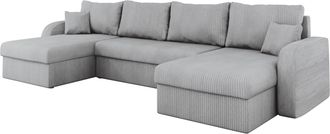 Mirjan24 Ecksofa Kristofer U Cord, Design Eckcouch Couch mit Schlaffunktion, DREI Bettkasten, Wohnlandschaft, Bettfunktion, U-Form Sofa, Seite Universal, Farba