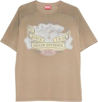 Diesel Homme, Tops, Beige, Taille: M Maglietta girocollo mezza manica logo
