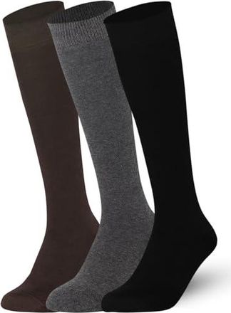 MySocks Chaussettes Hautes 3 Paires de Chaussettes en Coton Unies Multicolores 103