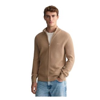 GANT Zip-Up Gilet - - Knitwear - Herren - Braun - XL