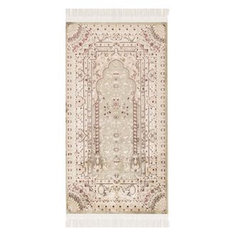 Carpet City Gebetsteppich - Seccade Namaz - 70x125 cm Gr&uuml;n - M&auml;ander Mihrab Gebetsmatte mit Fransen - Wand-Dekoration Wohnzimmer - Klassische Teppiche Kurzflor - 