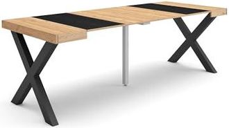 Skraut Home | Ausziehbarertisch | Multifunktionaler ausziehbarer | 220 | F&uuml;r 10 G&auml;ste | Massivholz Beine | Moderner Stil | Eiche Schwarz