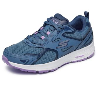 Skechers Damen Go Run Consistent Sneaker, Blue Leather Purple Trim, 38.5 EU