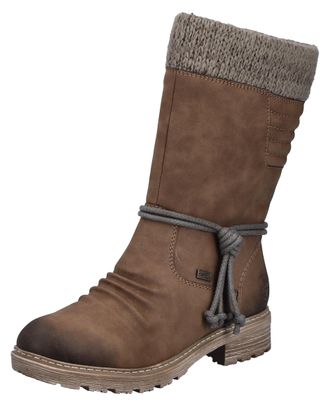 Rieker Winterstiefel RIEKER, Damen, Gr. 36, braun, beige, Nubuklederimitat, Textil, used, Schuhe Winterstiefel, Winterboots, Blockabsatz, TEX-Membran, mit ge