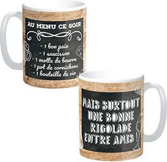 Enesco Vino de Francia Lotto 12 Becher Au Menu Ce Soir H 9.5- D 8 cm