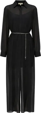 Michael Kors Femme, Combinaisons et Ensembles, Noir, Taille: 38 FR Combinaison &agrave; Manches Longues et Ceinture Cha&icirc;ne