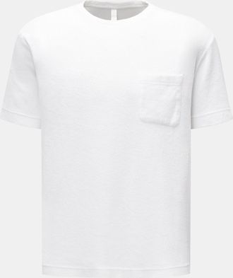 04651/ Herren - Frottee Rundhals-T-Shirt Terry Tee weiß
