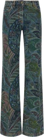Etro Femme, Jeans, Multicolore, Taille: W28 Jean en denim &agrave; imprim&eacute; floral