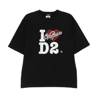 Dsquared2 Homme, Tops, Noir, Taille: L T-shirt graphique I Love Vaquera D2
