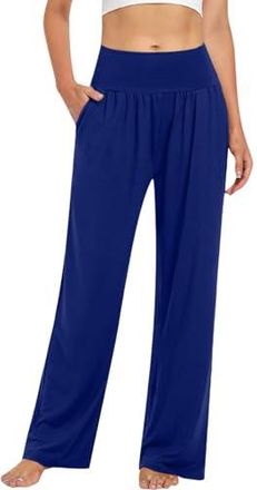 Generic Pantalon de jogging d&eacute;contract&eacute; et ample pour femme avec jambes larges, pantalon de yoga confortable, pantalon de sport taille haute avec leggings pai