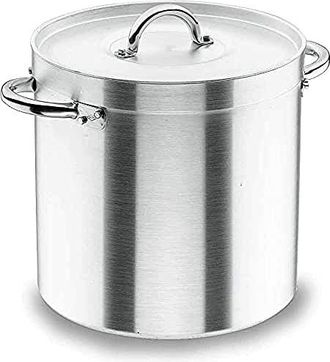 Lacor 20145 Hoher Suppentopf mit Deckel 45 cm, silber