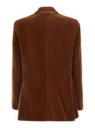 Blaz&eacute; Milano Womens Double-Breasted Velvet Jacket Jealousy Brown Cotton Blazers