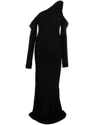 Blumarine robe longue une épaule - Noir