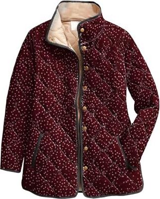 Generic Vestes matelassées légères boutonnées pour femme, veste matelassée isolée pour temps froid, manteau dhiver ample pour femme, taille courte, imprimé fl