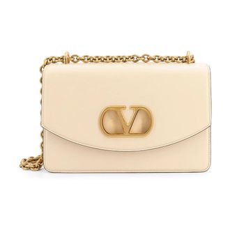 Valentino Garavani Femme, Sacs, Blanc, Taille: ONE Size Sac bandoulière en cuir blanc avec fermeture à bouton-pression