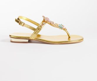 Azalea Wang Azalea Wang - Nautia - Flache Sandalen in Gold mit Verzierung-Goldfarben