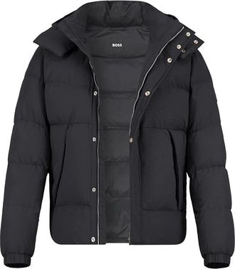 HUGO BOSS Herren Steppjacke schwarz Mikrofaser unifarben