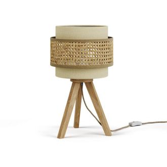 Vicco Tischlampe Morten, Rattan/Creme, 26 x 45 cm mit Standfu&szlig; Vicco