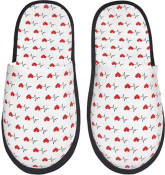 Generic Symbole Du Battement De Coeur Homme Femme Pantoufles Antid&eacute;rapantes Chaussures De Maison Confortable Chaussons Pour Ext&eacute;rieur Hiver Int&eacute;rieur M