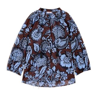 Oltre Chemise en coton &agrave; motifs - Femme - Blouses et Chemises - Brun - Taille: 38/40 FR