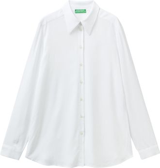 Benetton Damen 5wpwdq04r Hemd, Wei&szlig;, X-Small