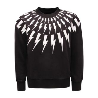 Neil Barrett Fair-Isle Thunderbolt Sweatshirt - - Sweatshirts & Hoodies - Herren - Schwarzk - S