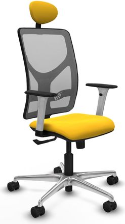 Piqueras y Crespo Isomalla Motilla Stuhl mit wei&szlig;en und schwarzen Armlehnen, h&ouml;henverstellbare Lendenwirbelst&uuml;tze und festes Kopfteil, ausgestattet mit 3 Positionen, Gr