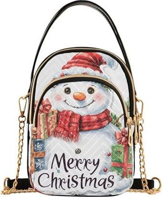Mnsruu Sac à bandoulière pour femme, cadeau de Noël, bonhomme de neige, flocon de neige, sac à main, petit sac à bandoulière avec sangle réglable