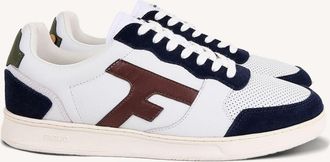 Faguo Baskets blanche & bleu marine cuir & su&egrave;de - HAZEL