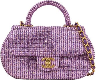 Chanel Sac Mini Flap Sequin Tweed Pre-owned - Femme - Pre-owned - Violet - Taille: ONE Size
